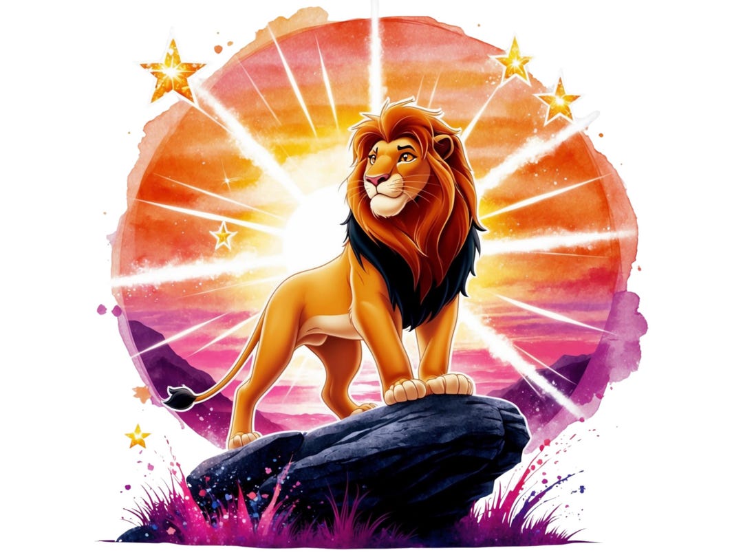 Digital Lion King Sunset Watercolor Simba PNG Design Clipart ...