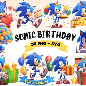 Sonic Birthday Clipart Bundle: 30 PNG & SVG Designs (commercial Use) - Etsy