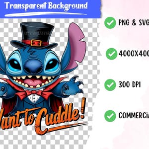 Halloween Digital Vampire Stitch PNG & SVG Design Clipart -commercial ...