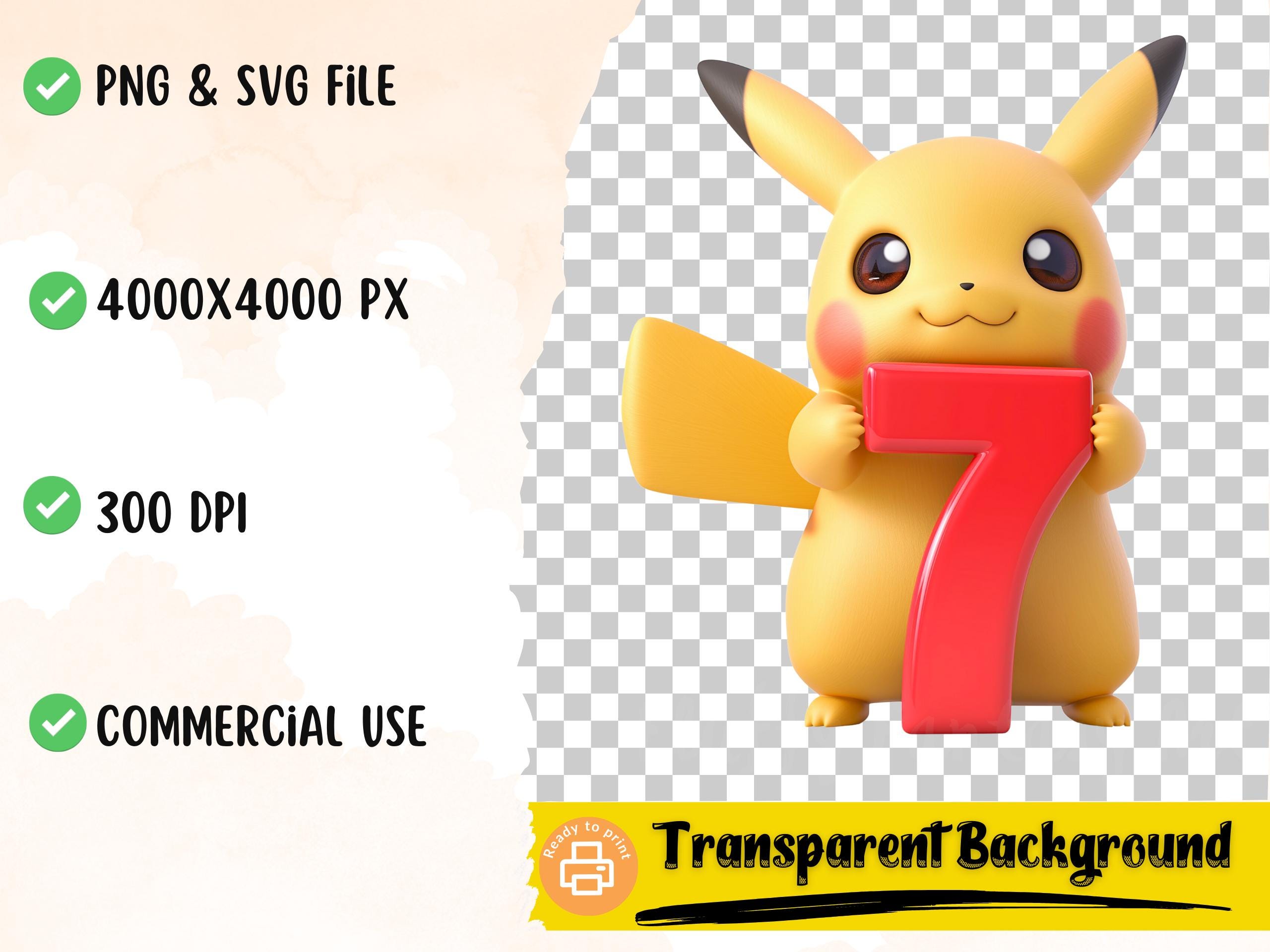 Digital Pikachu 11 Numbers Bundle PNG & SVG Clipart - Commercial Use ...