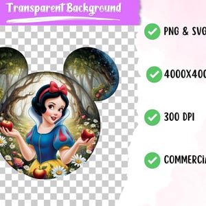 Snow White Princess Clipart: PNG & SVG Graphic (commercial Use) - Etsy