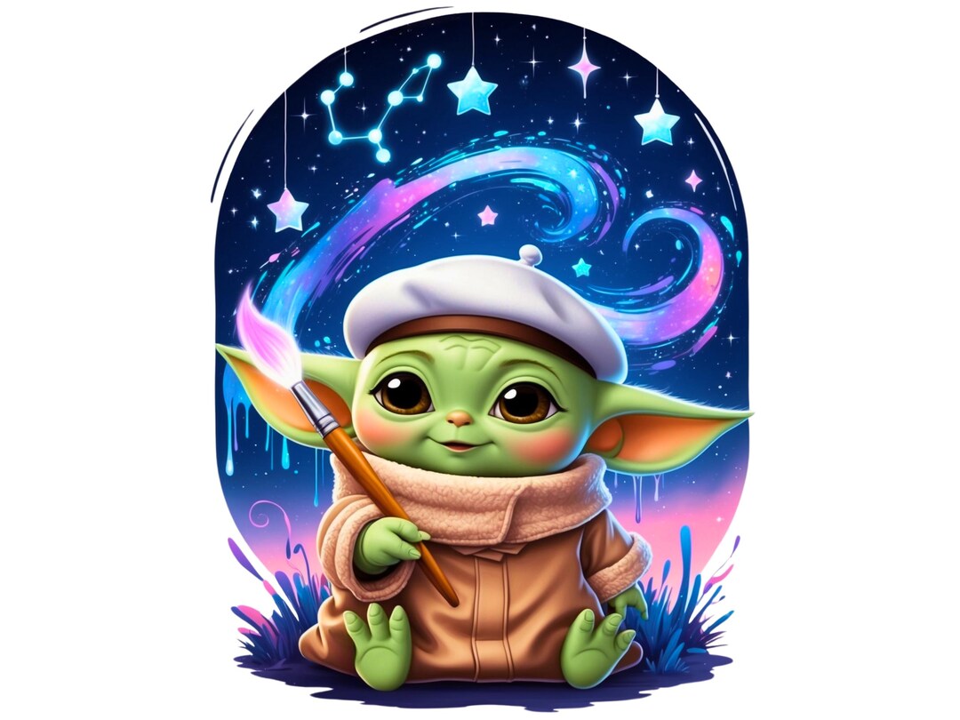 Digital Baby Yoda Galaxy Painter PNG & SVG Clipart - Commercial Use ...