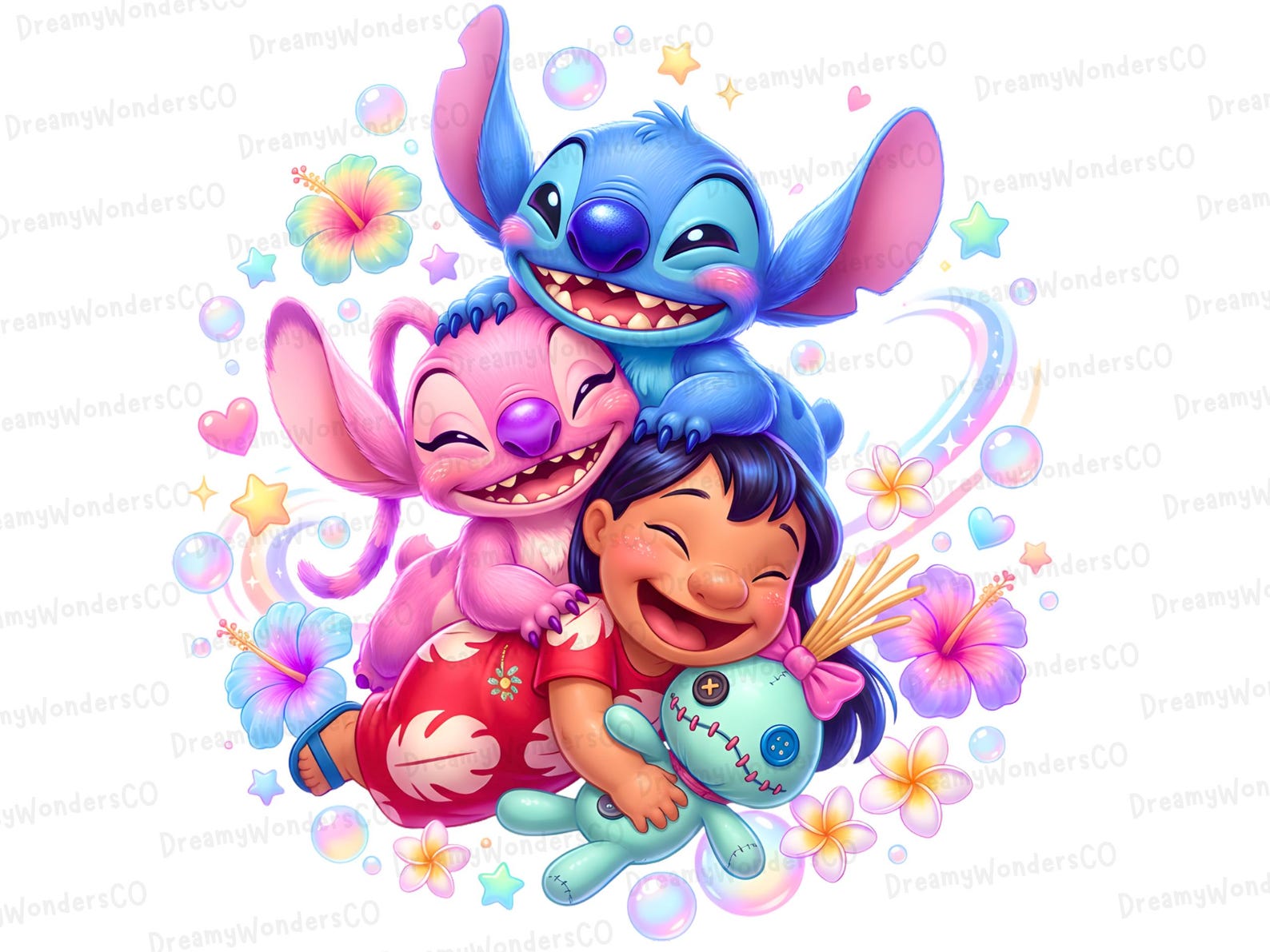 Stitch and Friends Watercolor PNG – Friendship Cartoon Art, Lilo, Angel ...