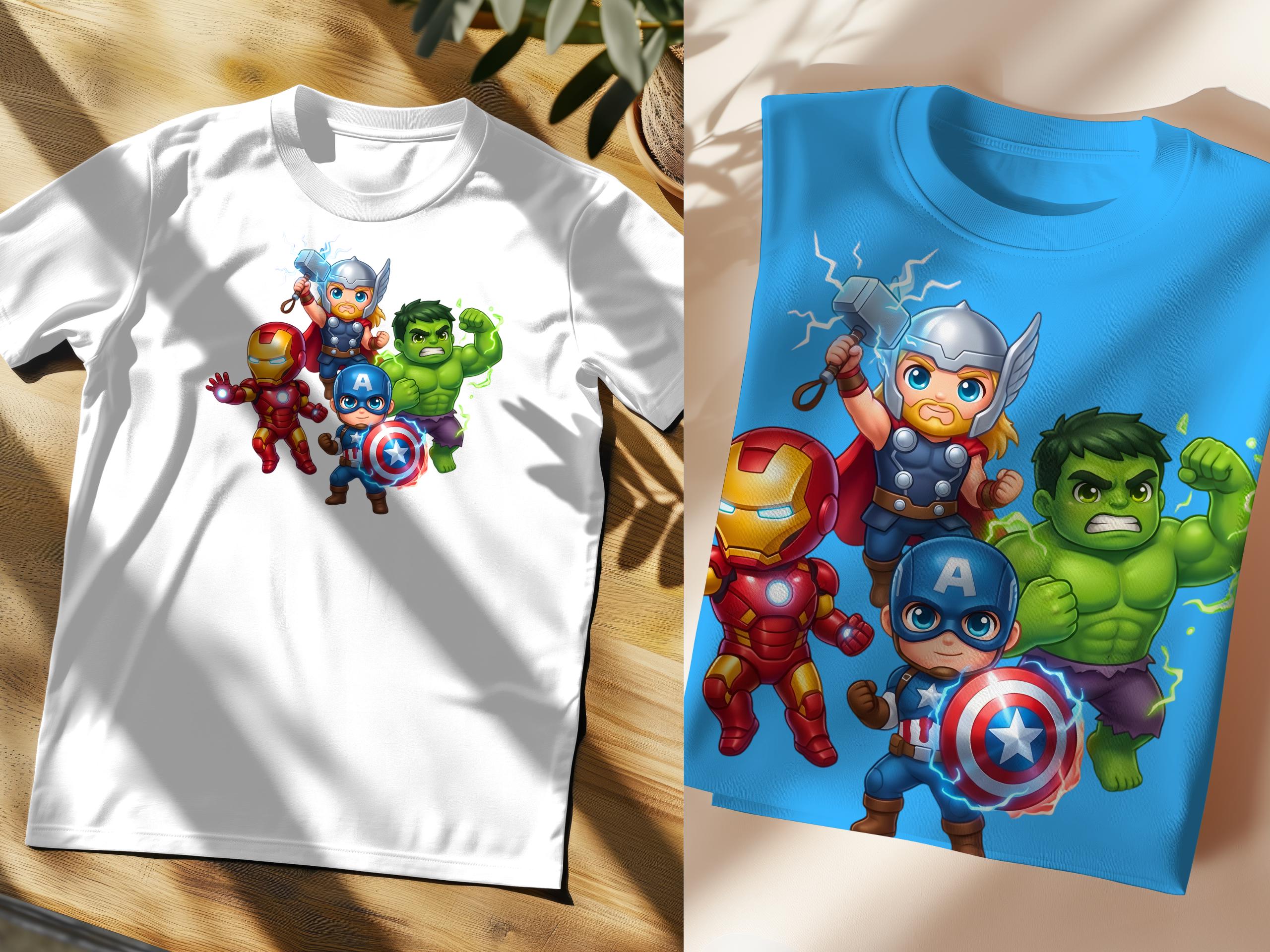 Superhero Chibi Group PNG – Hulk Ironman Thor Captain America Design ...
