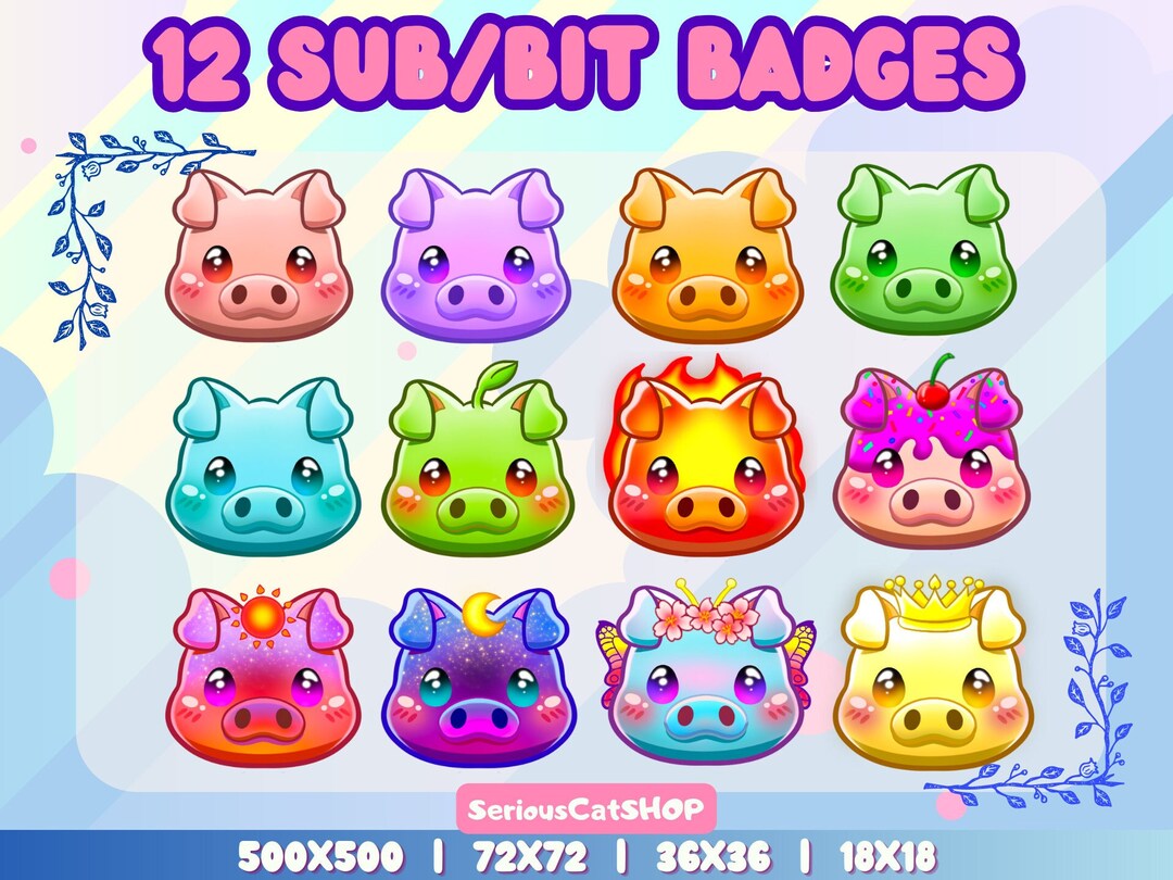 12 Pig SUB & BIT Badges Twitch/discord/youtube Streamer - Etsy
