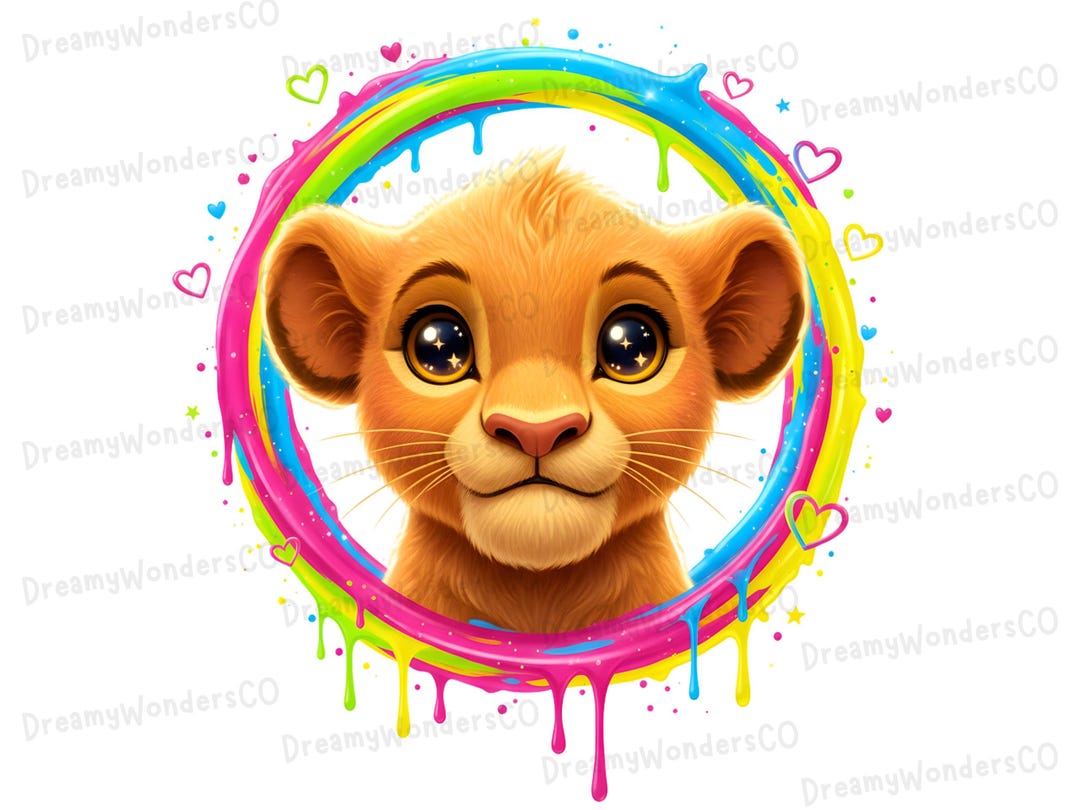 Simba Neon Paint Portrait PNG Clipart: Lion King Design (digital ...