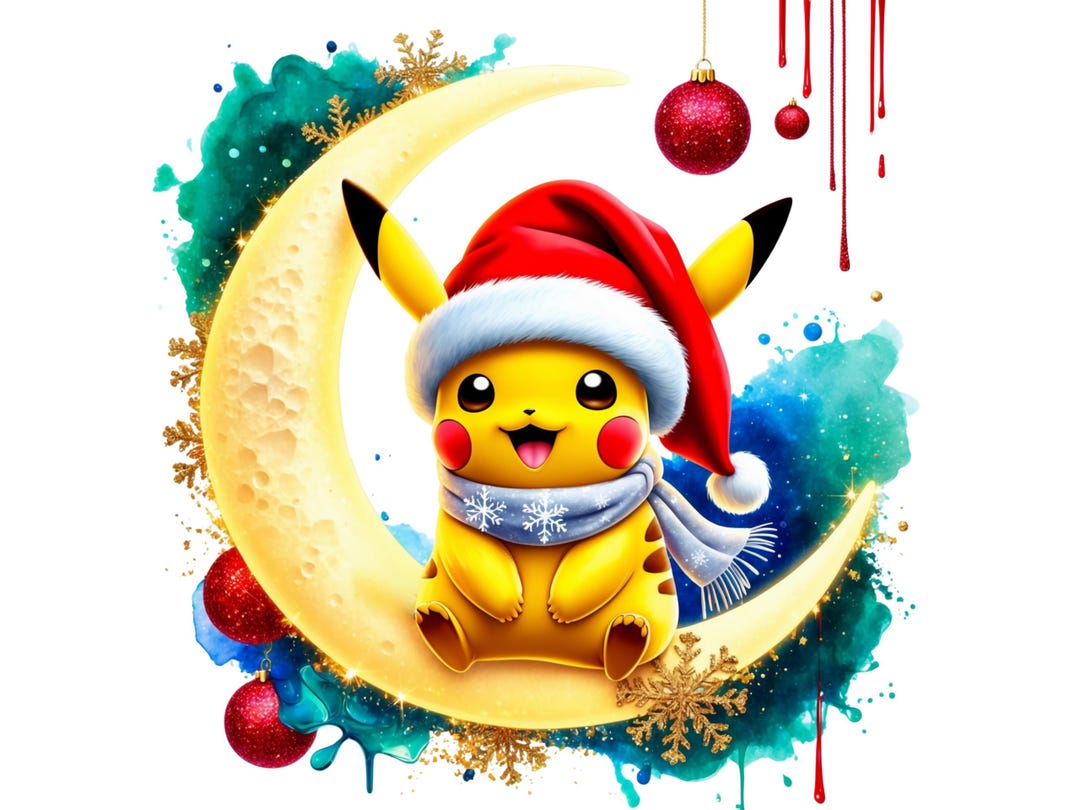 Christmas Digital Pikachu PNG & SVG Design Clipart commercial Use ...