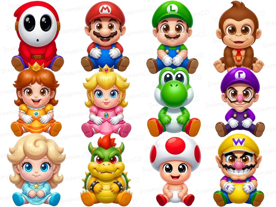 Bundel Super Mario Baby-personages – 12 png | Chibi Baby Style Design ...
