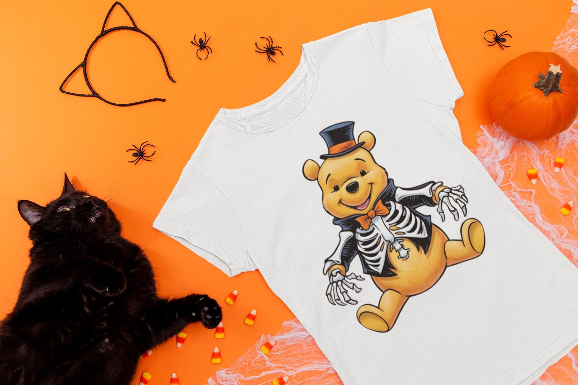 Halloween Winnie the Pooh Skeleton Clipart: PNG & SVG Digital Design ...