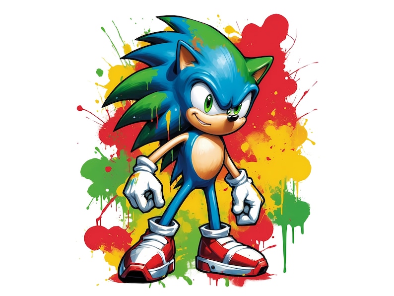 Sonic Graffiti PNG SVG: Colorful T-shirt Design Clipart (digital ...