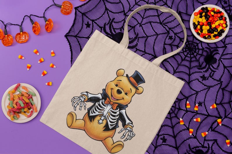 Halloween Winnie the Pooh Skeleton Clipart: PNG & SVG Digital Design ...