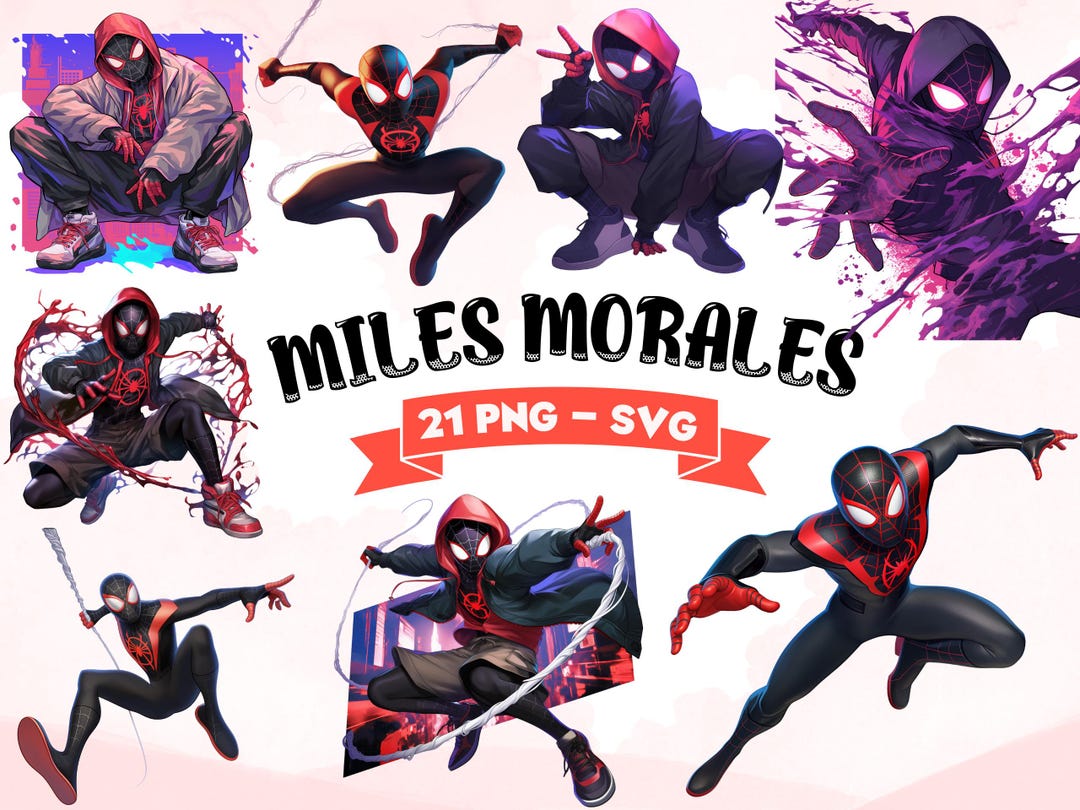 Miles Morales Clipart Bundle: 21 PNG & SVG Graphics (commercial Use) - Etsy