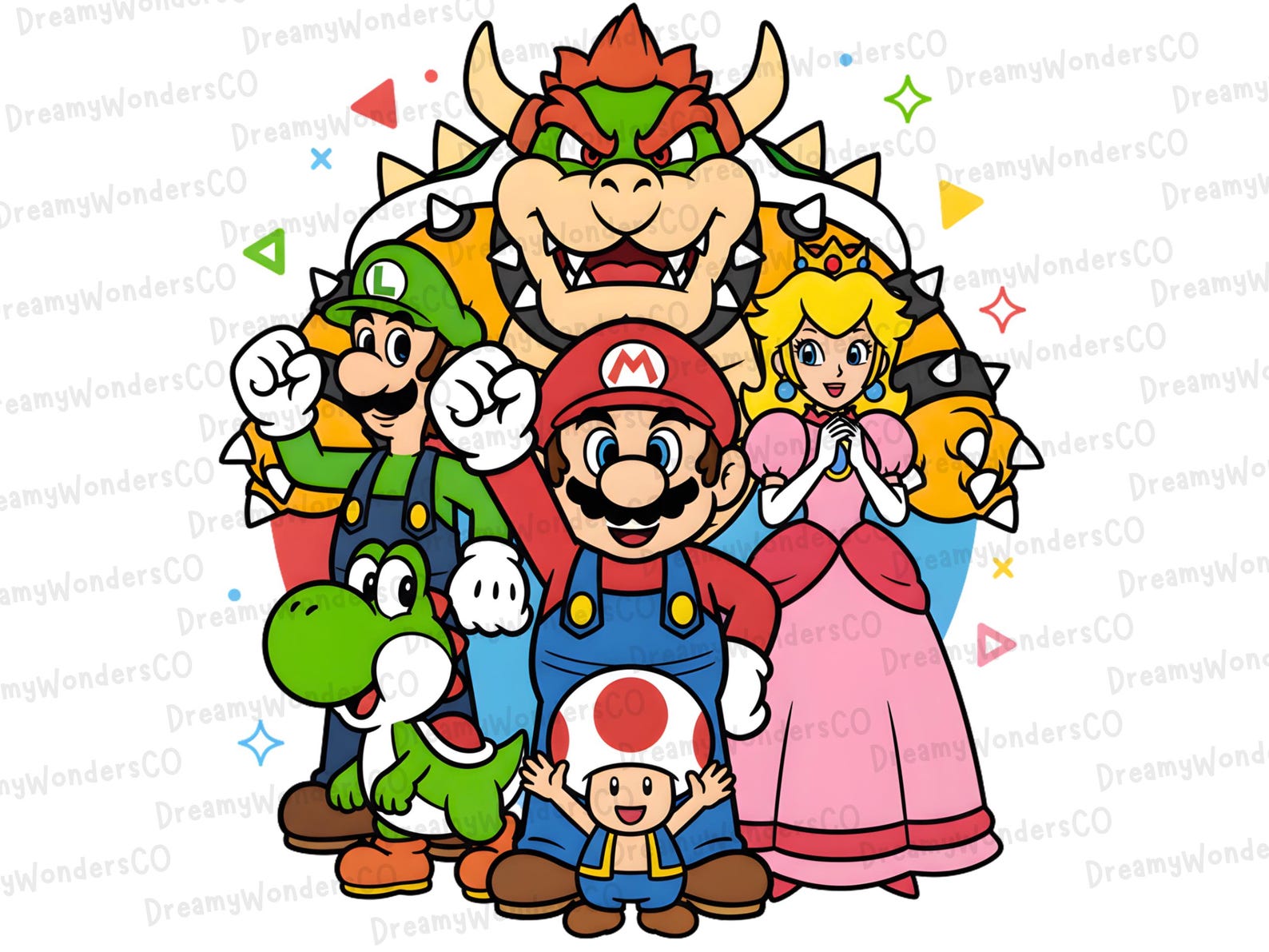 Super Mario Characters Design PNG Colorful Gaming Artwork Group ...