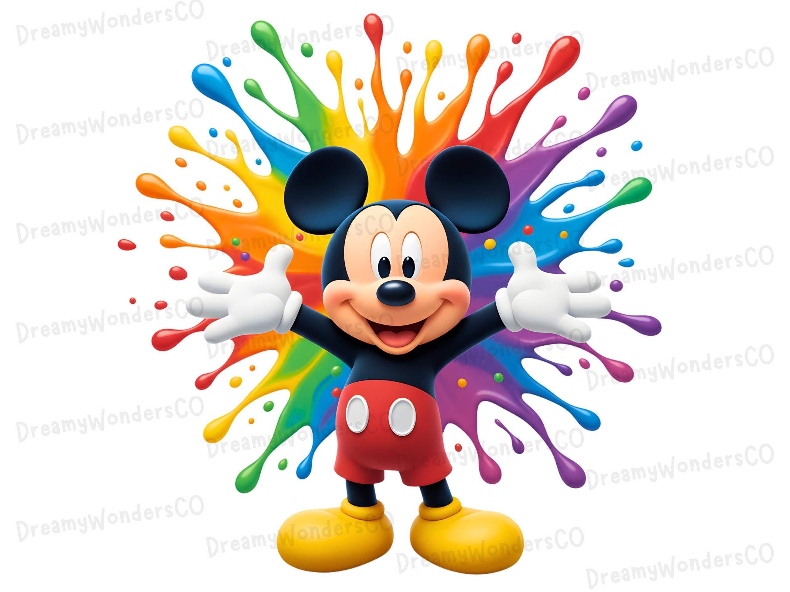 Mickey Rainbow Paint Splash – 5 PNG Design Clipart Bundle (commercial ...