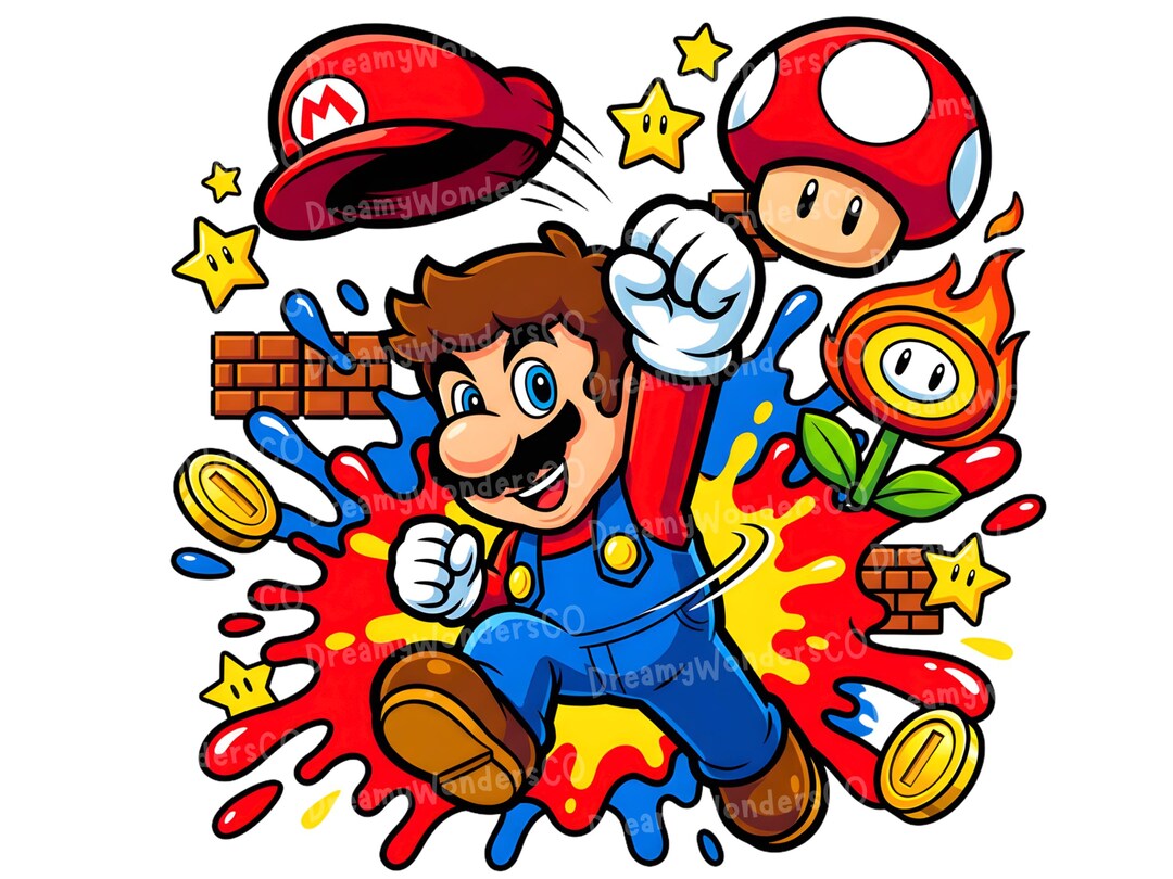 Super Mario Splash Dynamic PNG – Energetic Color Explosion Design ...