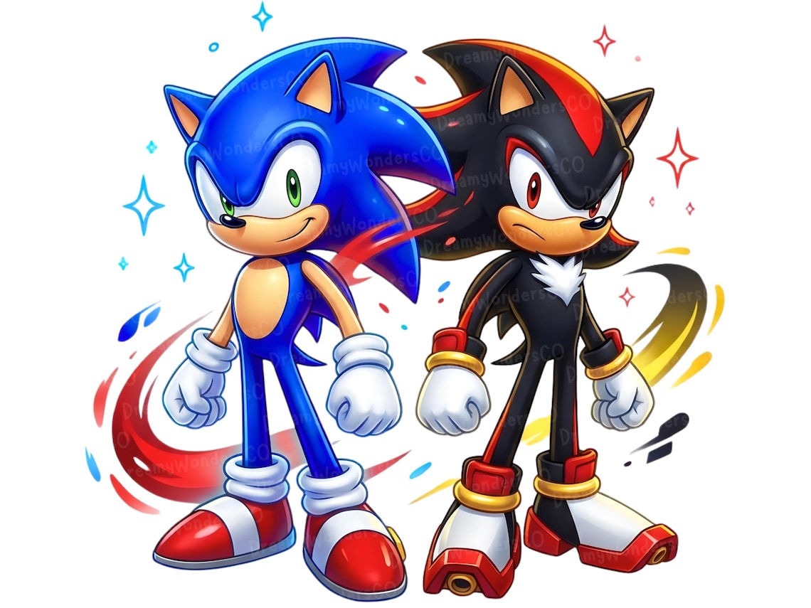 Sonic Vs Shadow PNG – Dynamic Rival Battle Action Design Clipart ...