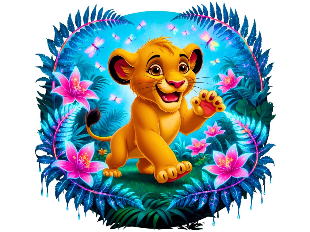 Digital Lion King Simba Nature Flowers PNG Design Clipart -commercial ...