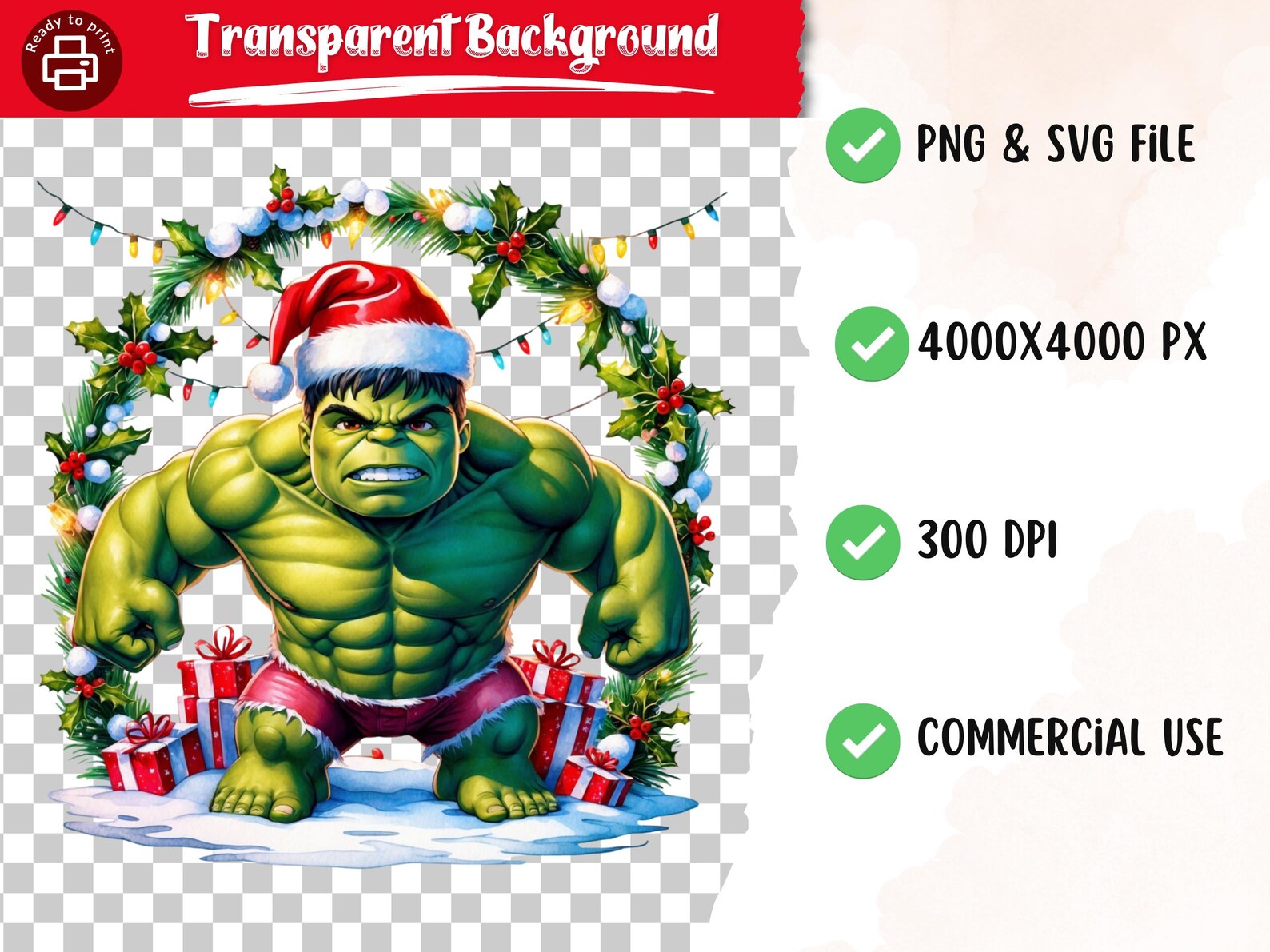 Cute Hulk Christmas Clipart – PNG & SVG Digital Design - Etsy