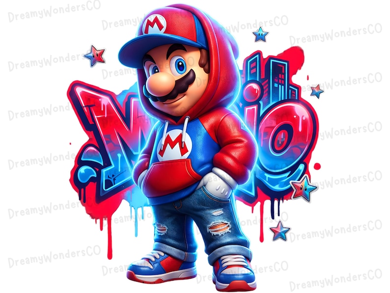 Super Mario Graffiti Street Style PNG: Commercial Use Clipart (digital ...