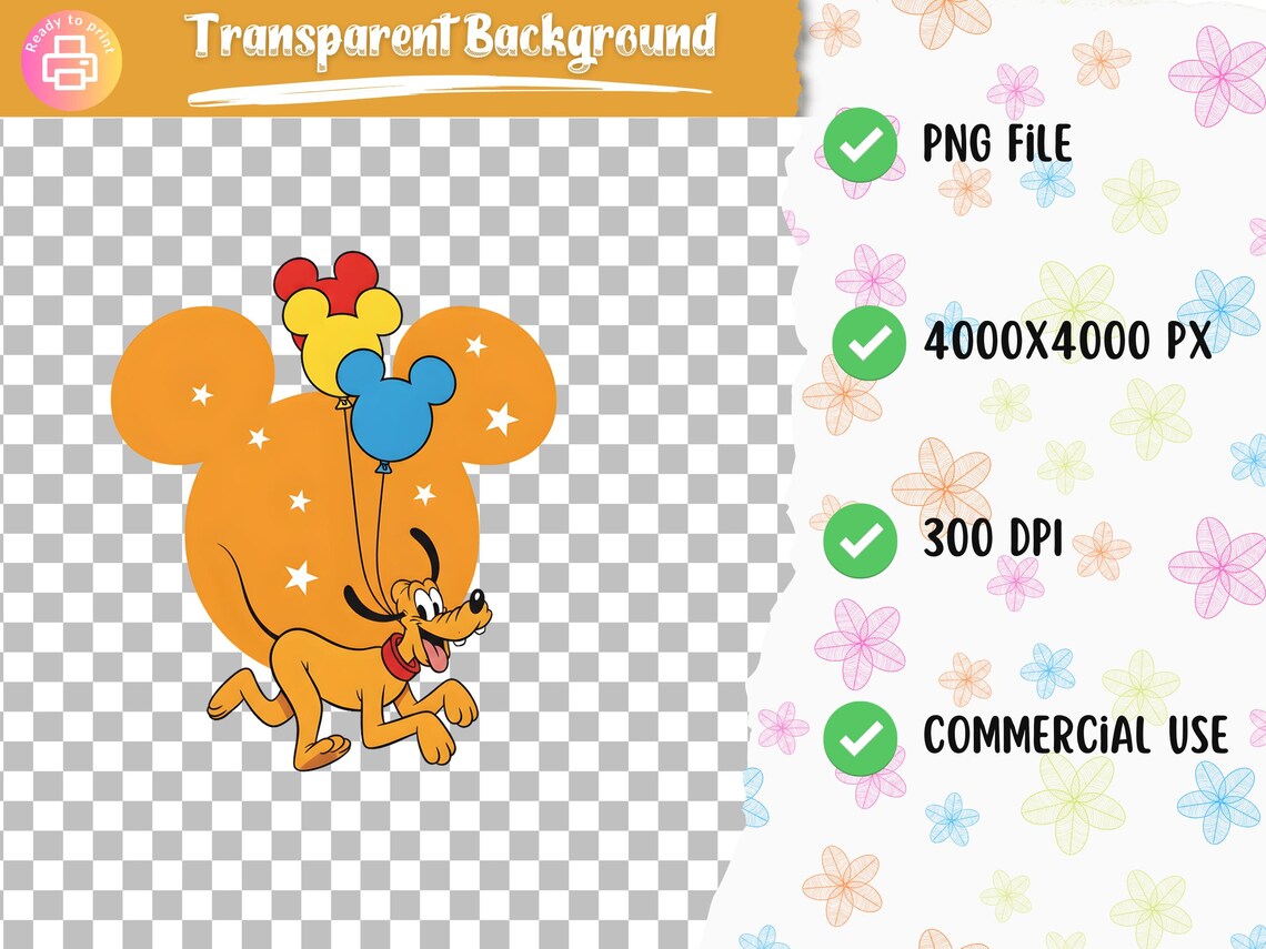 Pluto Mickey Balloons PNG Party Cartoon Design Clipart: Commercial Use ...