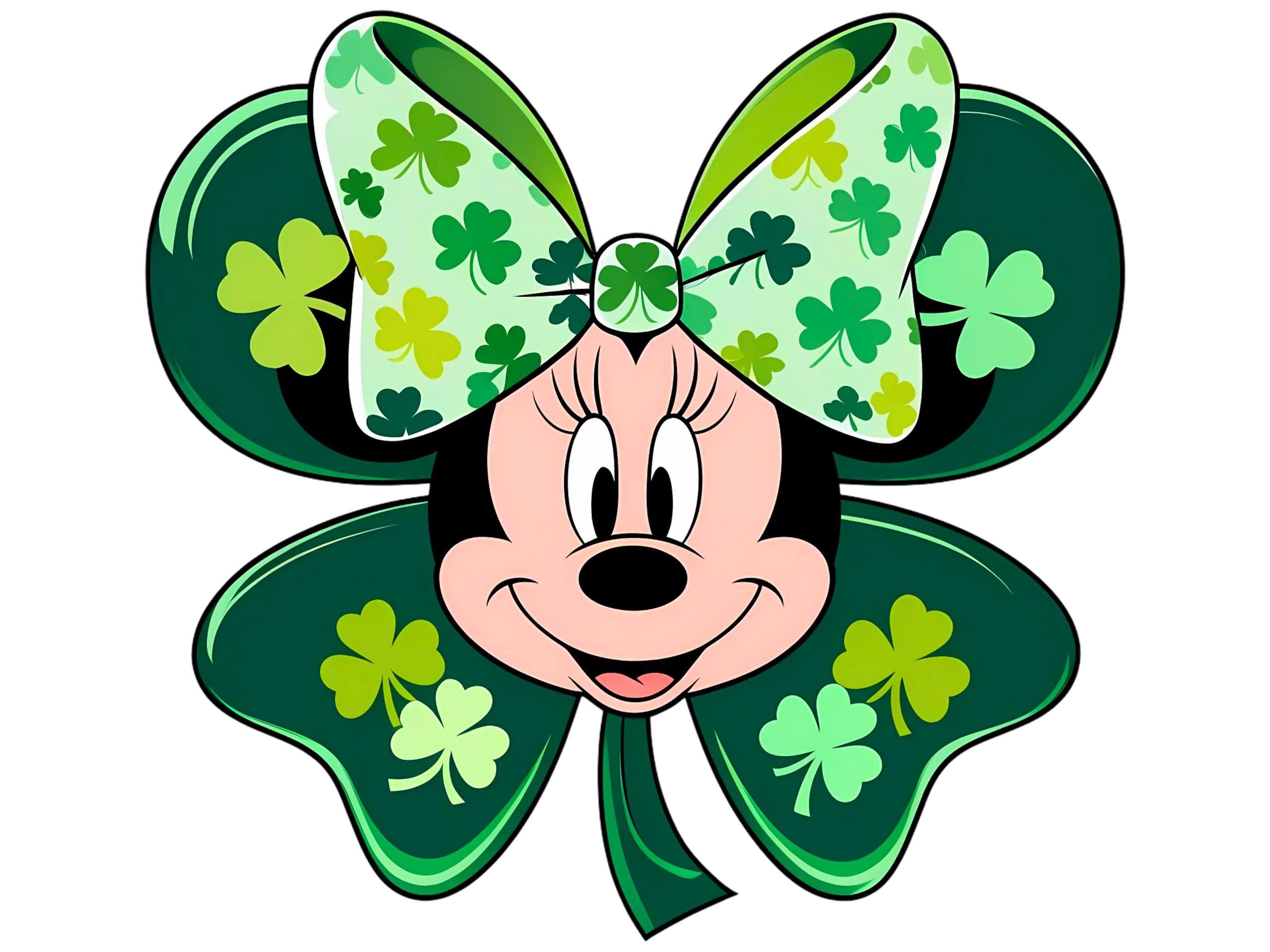 Minnie Mouse St Patrick's Day Clipart: Shamrock PNG Design (commercial ...