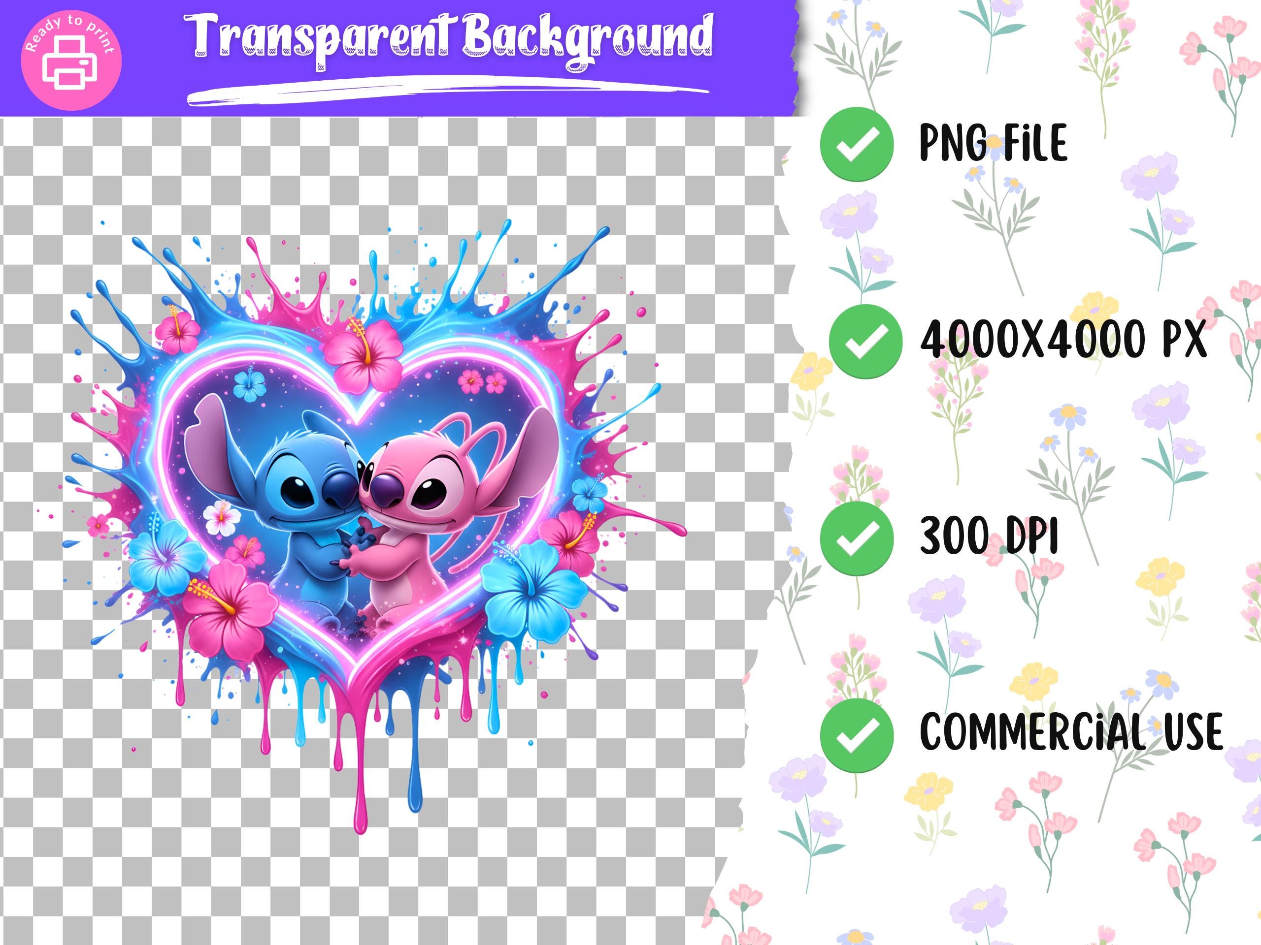 Stitch and Angel Romantic Splash Clipart: PNG Design (digital Download ...