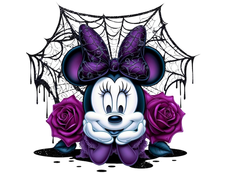 Digital Minnie Gothic Purple Roses PNG Design Clipart Commercial Use ...