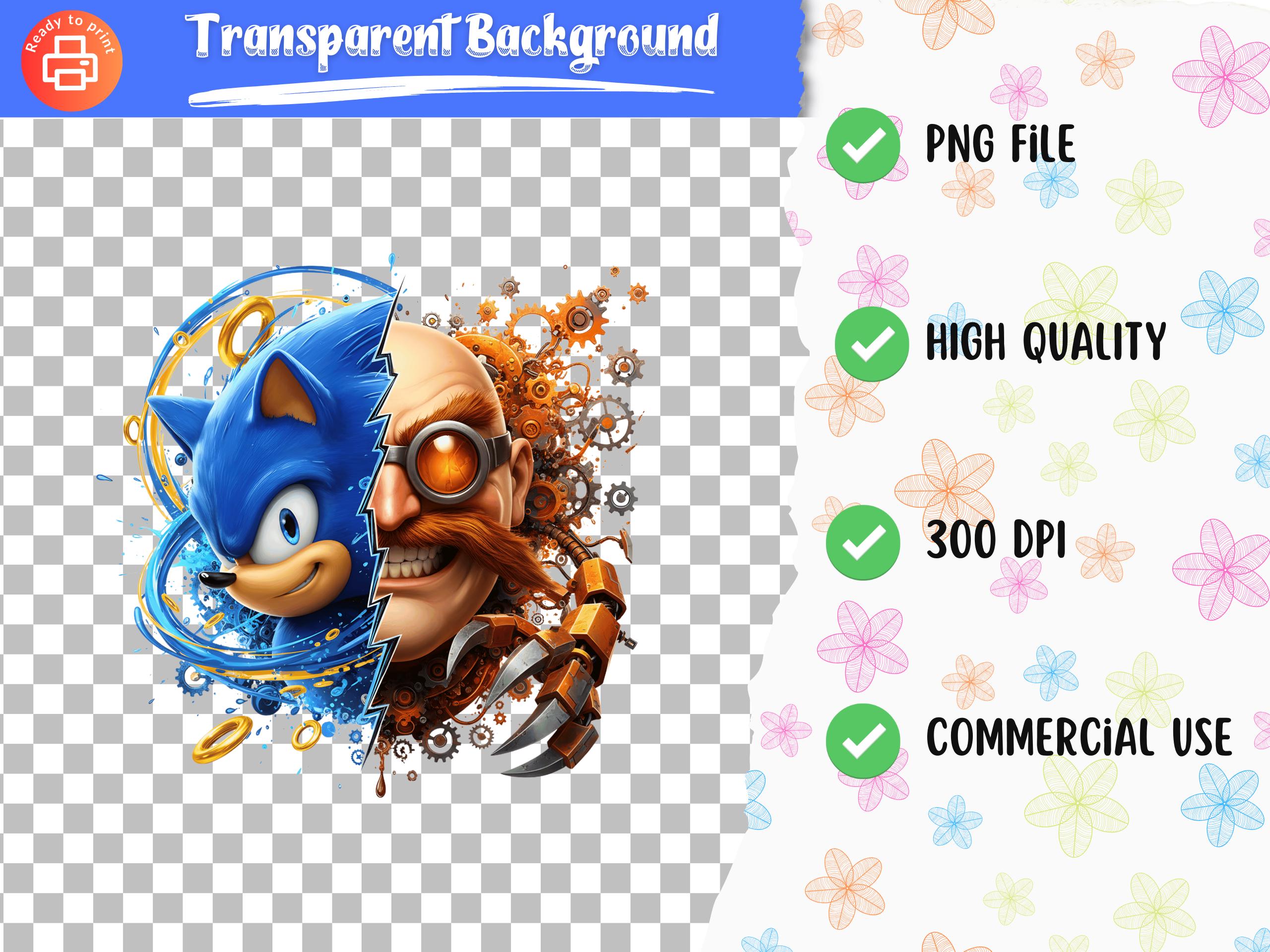 Sonic Split Face Villain PNG – Dual Personality Dark Contrast Design ...