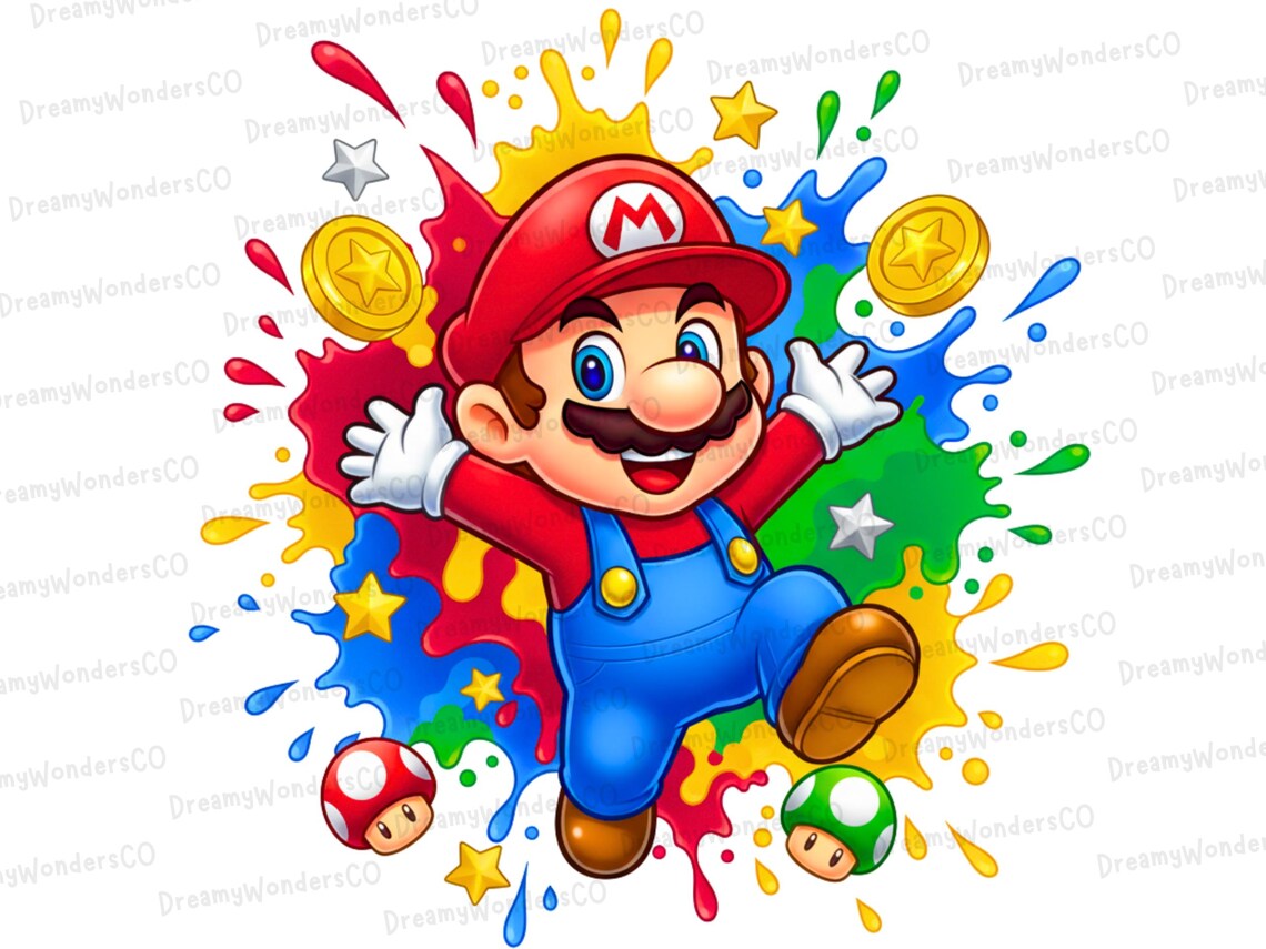 Super Mario Chibi Splash PNG – Action Splash Design Clipart (digital ...