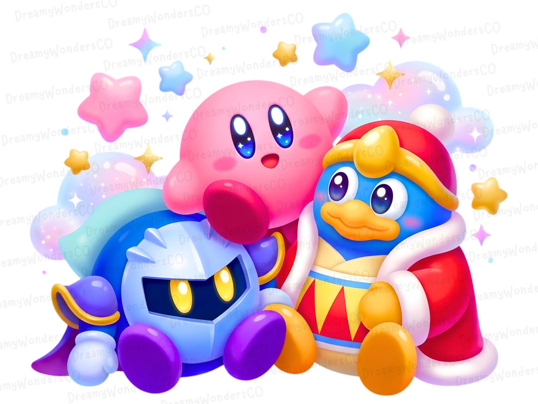 Kirby Group Cloud Design PNG – Meta Knight & King Dedede Dreamy Friends ...