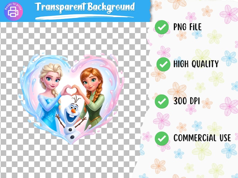 Elsa Anna and Olaf Heart Paint Splash PNG – Winter Love Design Clipart ...