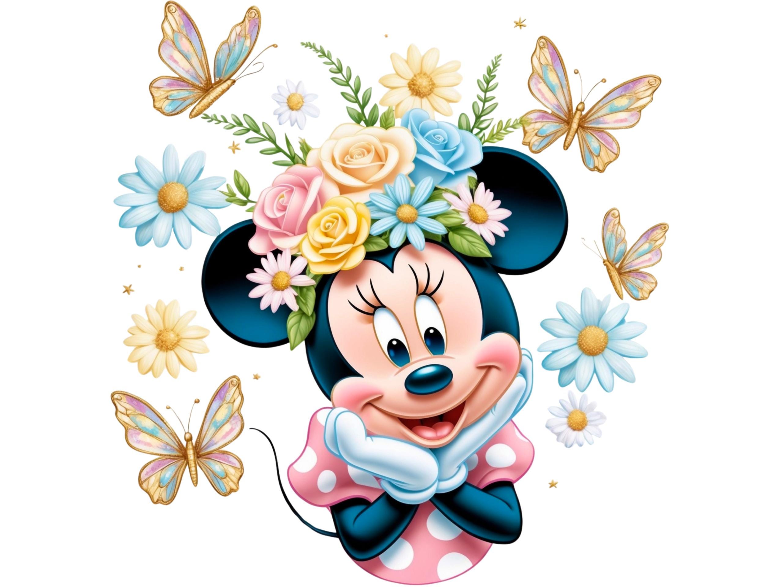 Digital Minnie Spring Flowers Butterflies PNG Design Clipart ...