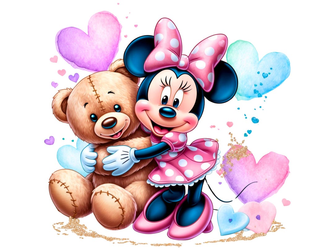 Minnie Hugging Teddy Bear Clipart: Commercial Use PNG (digital Download ...