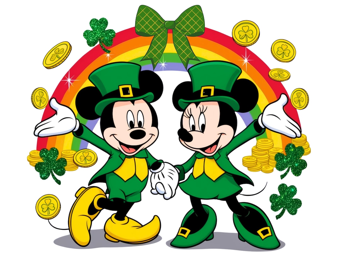 Digital Minnie Mouse and Mickey Saint Patrick's Day PNG Design Clipart ...