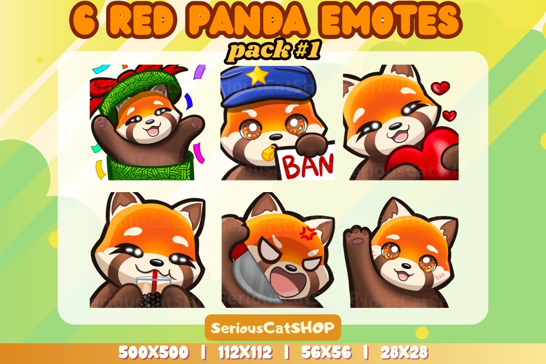 6 Red Panda Emotes 1 Pack Twitch / Discord / Youtube Cute Bundle Emote ...