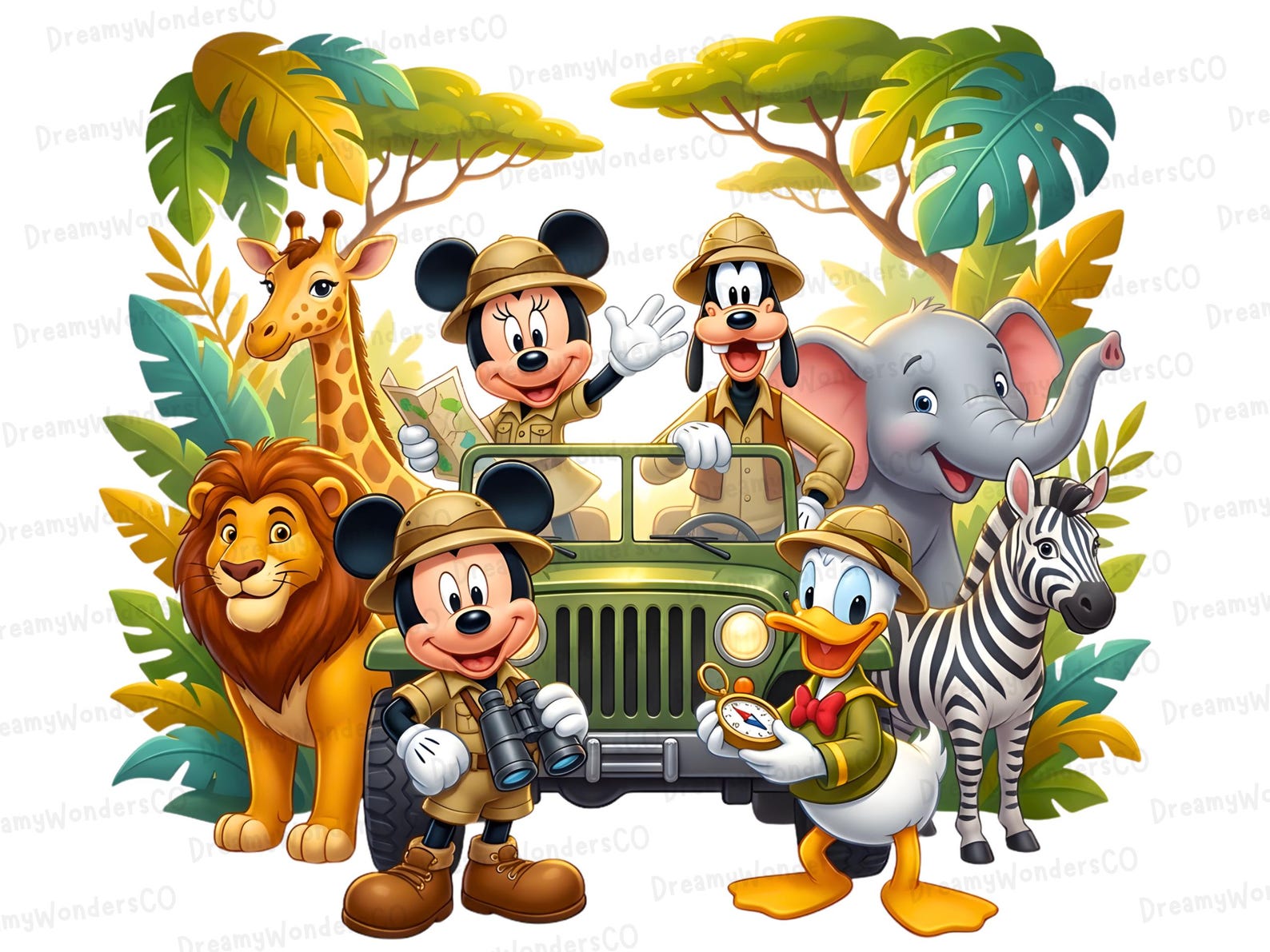 Mickey and Friends Safari Trip PNG – Jungle Adventure Cartoon Design ...