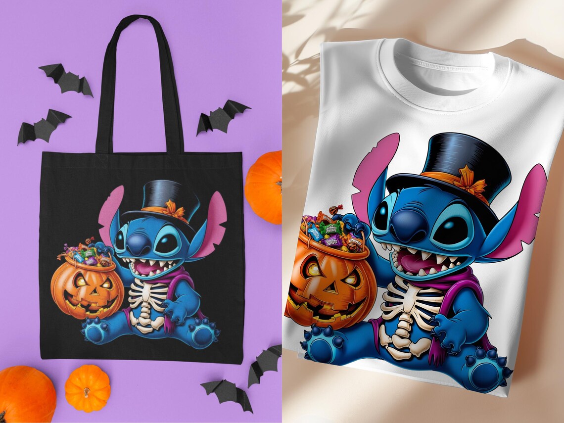 Halloween Stitch Skeleton PNG SVG: Commercial Use Clipart (digital ...