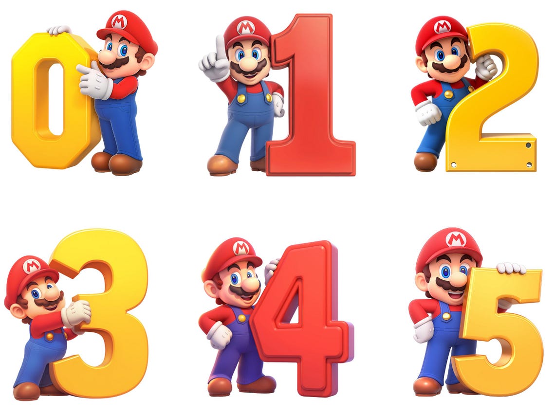 Super Mario Numbers Clipart: 11 PNG & SVG Bundle (digital Download) - Etsy