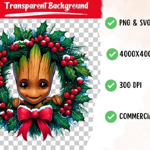 Christmas Groot Clipart – Holiday Wreath PNG SVG (digital Download) - Etsy