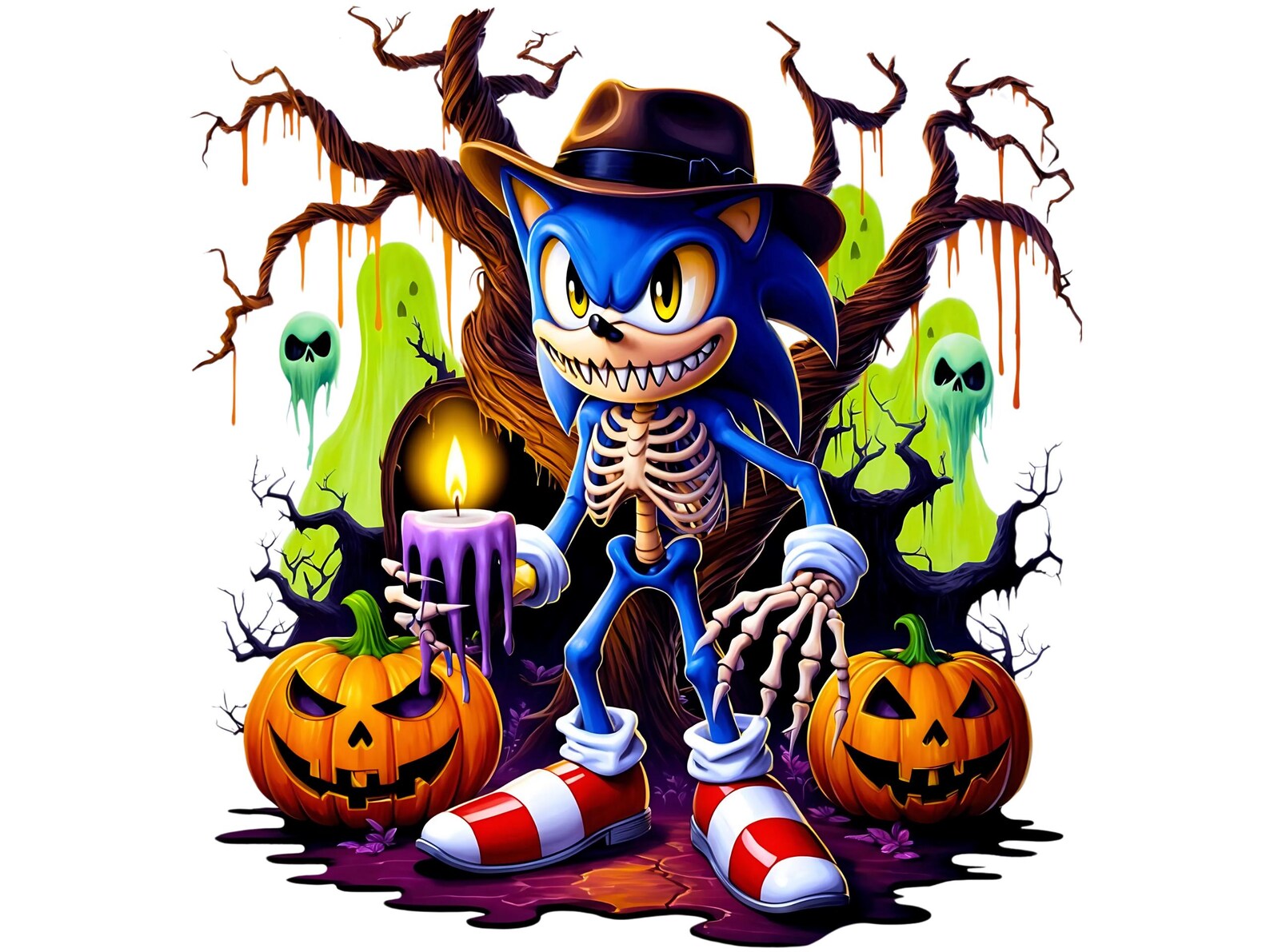Digital Halloween Sonic Skeleton PNG & SVG T-shirt Design Clipart ...