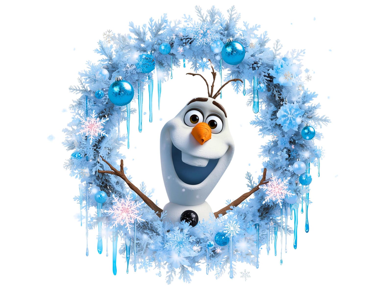 Olaf Snowman Christmas Ice Wreath Clipart: PNG Design (digital Download ...