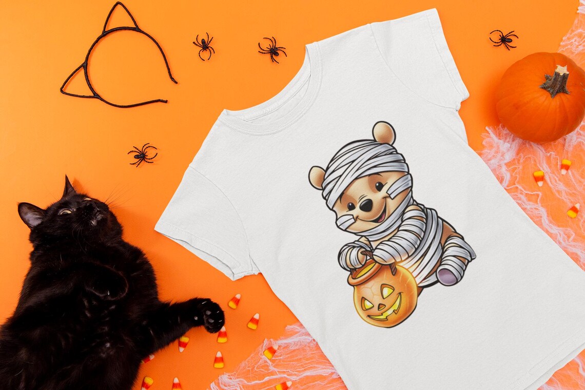 Halloween Winnie the Pooh Mummy Clipart: PNG & SVG Digital Design ...