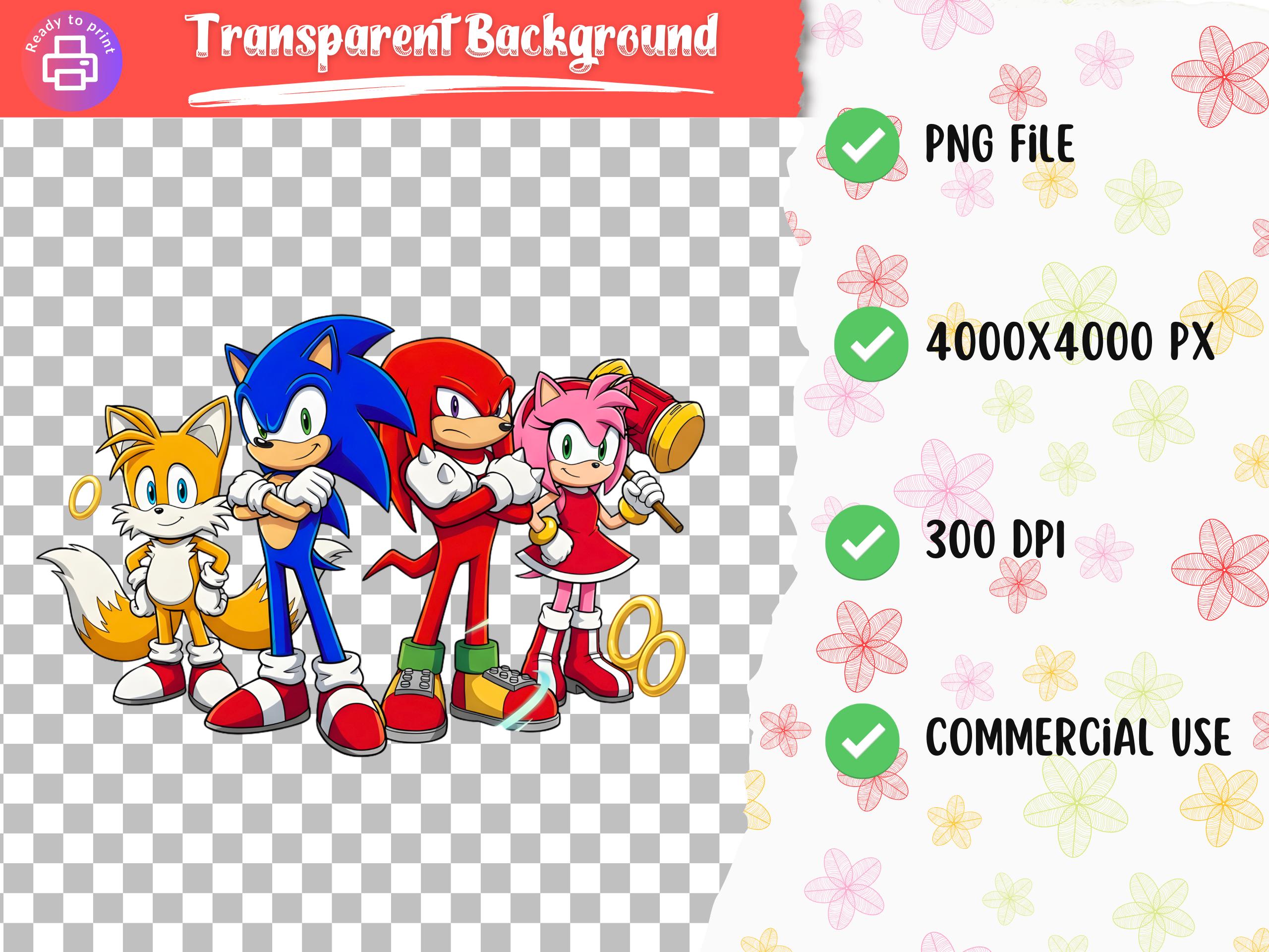 Sonic and Friends PNG Group Colorful Design Clipart (digital Download ...