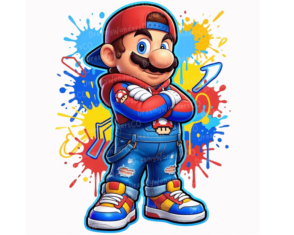 Super Mario Streetwear Splash PNG – Urban Street Style Splash Design ...