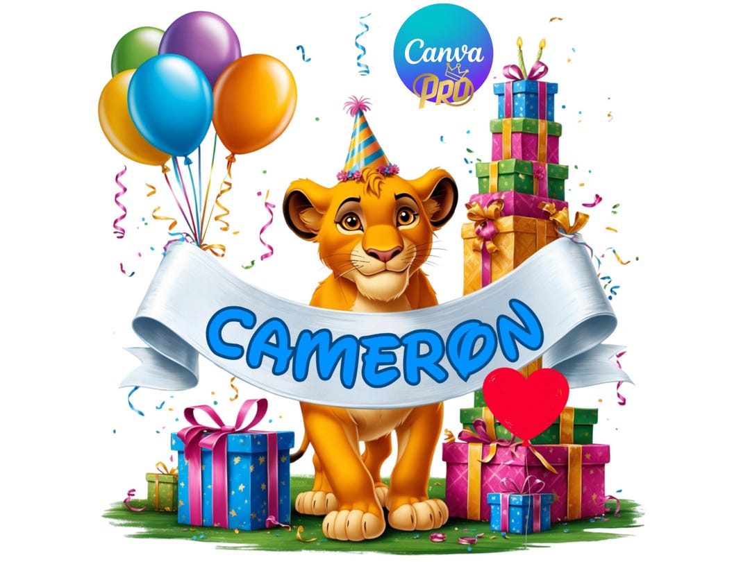 Digital Lion King Simba Birthday Customizable on Canva PNG Design ...