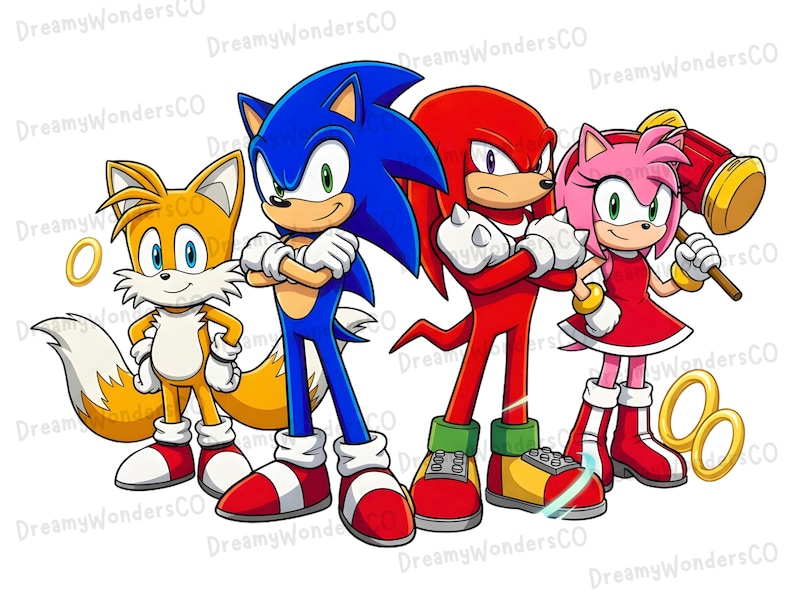 Sonic and Friends PNG Group Colorful Design Clipart (digital Download ...