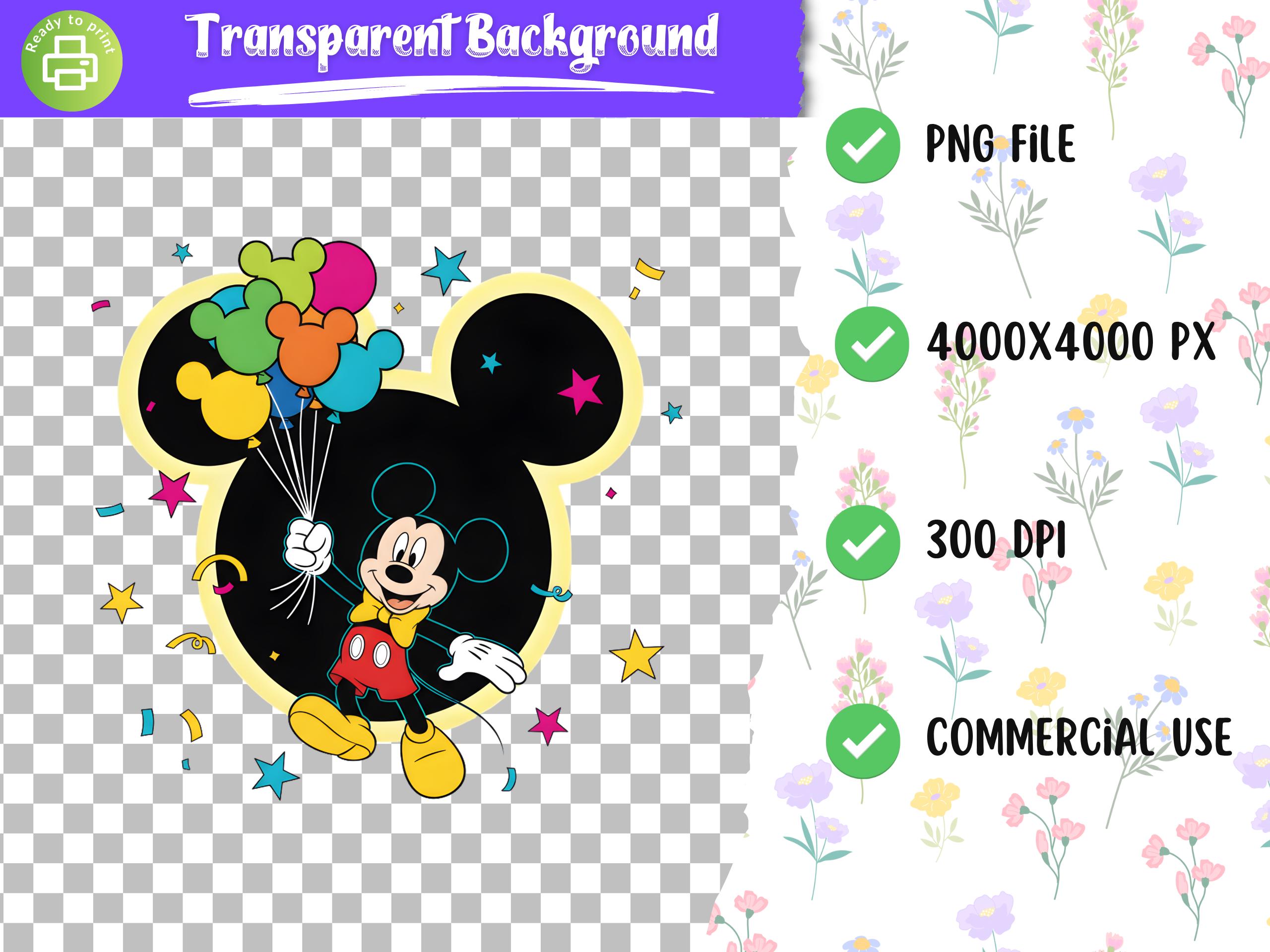 Mickey Mouse Colorful Balloons PNG: Commercial Use Clipart (digital ...