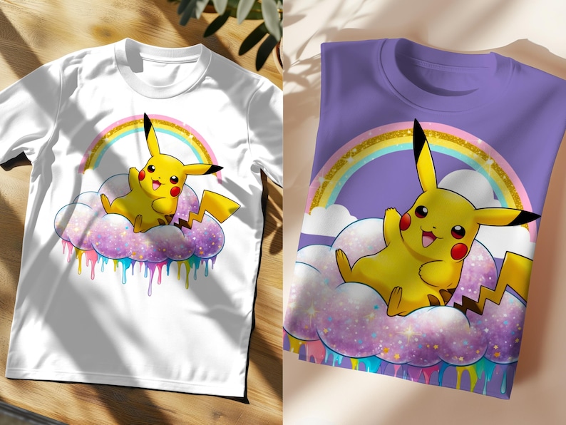 Digital Pikachu Rainbow Fluffy Cloud PNG Design Clipart -commercial Use ...