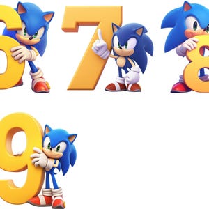 Sonic Numbers Clipart: 10 PNG & SVG Digital Bundle, Commercial Use - Etsy