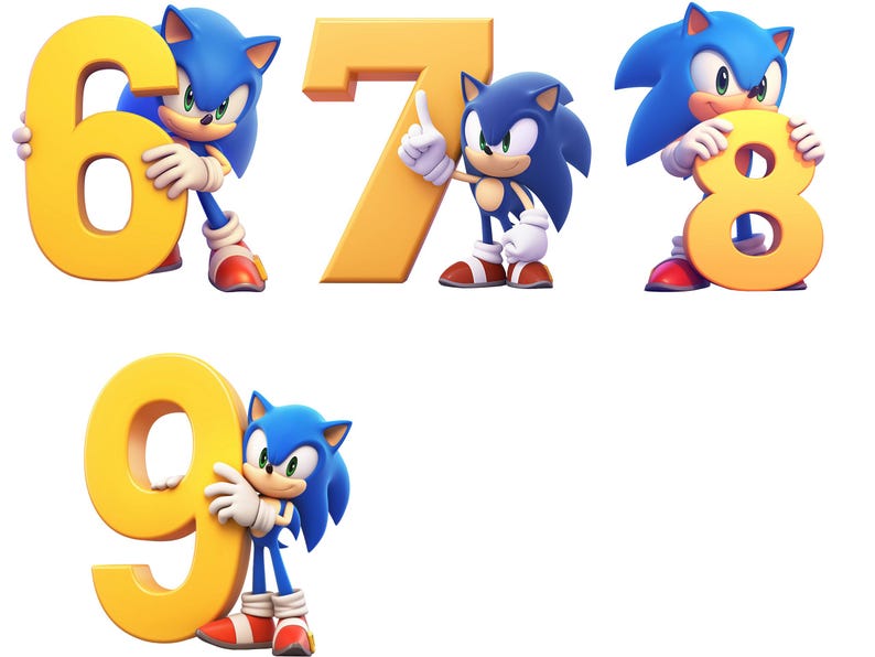 Sonic 10 Numbers PNG e SVG Digital Bundle Clipart - uso commerciale ...
